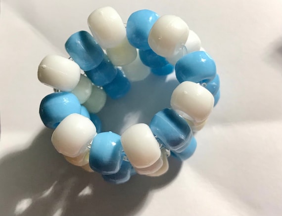 Blue and White mini kandi cuff | Etsy
