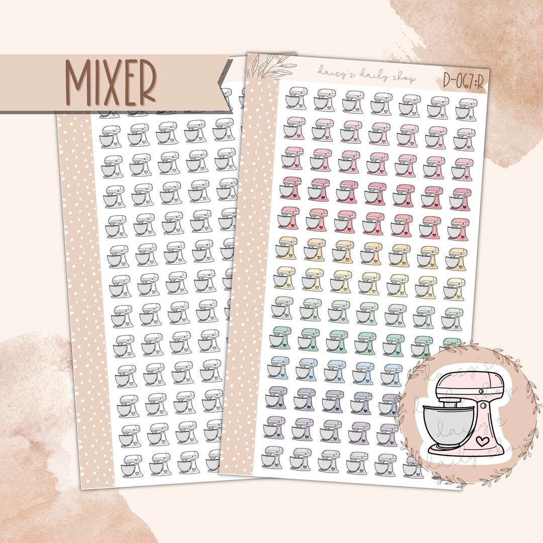 D-067 KITCHEN MIXER ICONS Planner Stickers, Erin Condren, Makselife ...