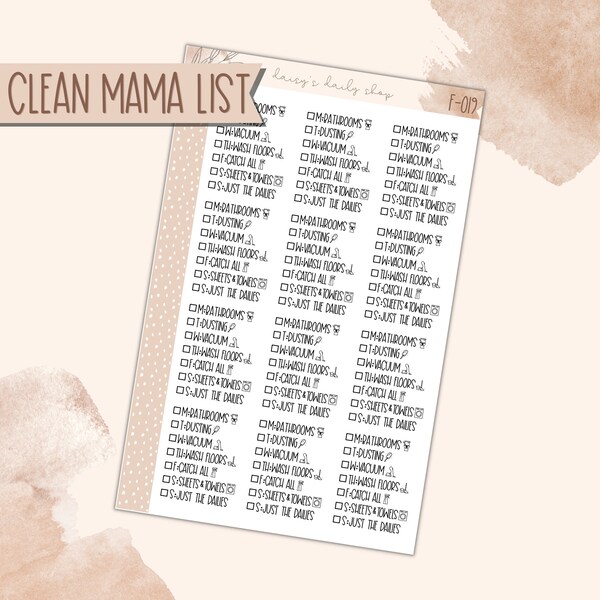 Cleaning Planner Stickers - Etsy