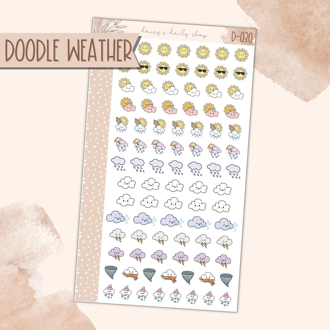 D-030 WEATHER ICONS Doodle Weather Icons, Planner Stickers, Erin ...