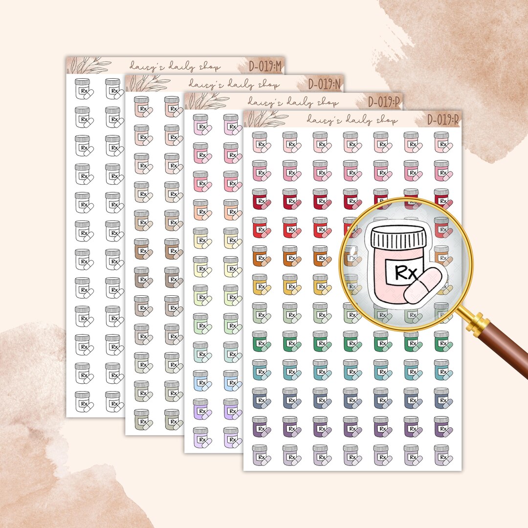 D-019 || Prescription Icon Stickers: RX Icons, Planner Stickers ...