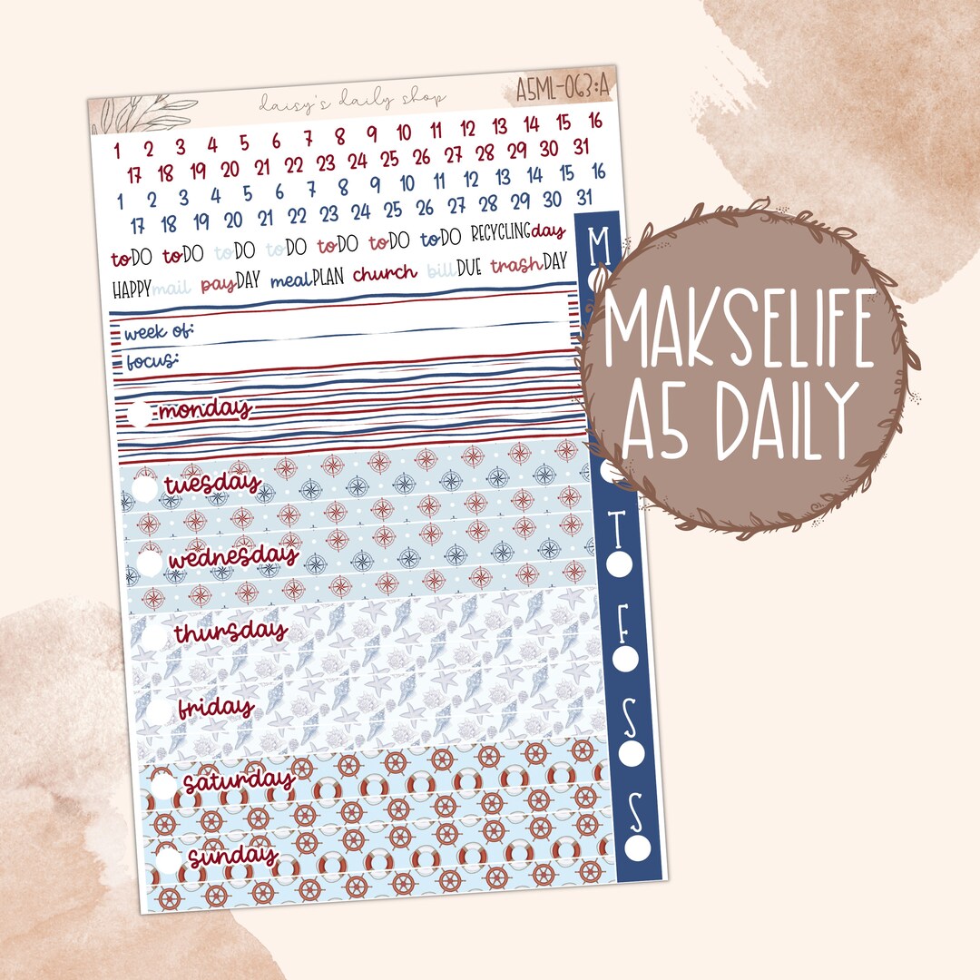 MAKSELIFE A5 DAILY 063 Planner Stickers, Makselife Planner Stickers - Etsy