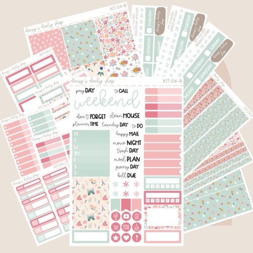 Printable Floral Planner Stickers Vertical Planner Stickers | Etsy