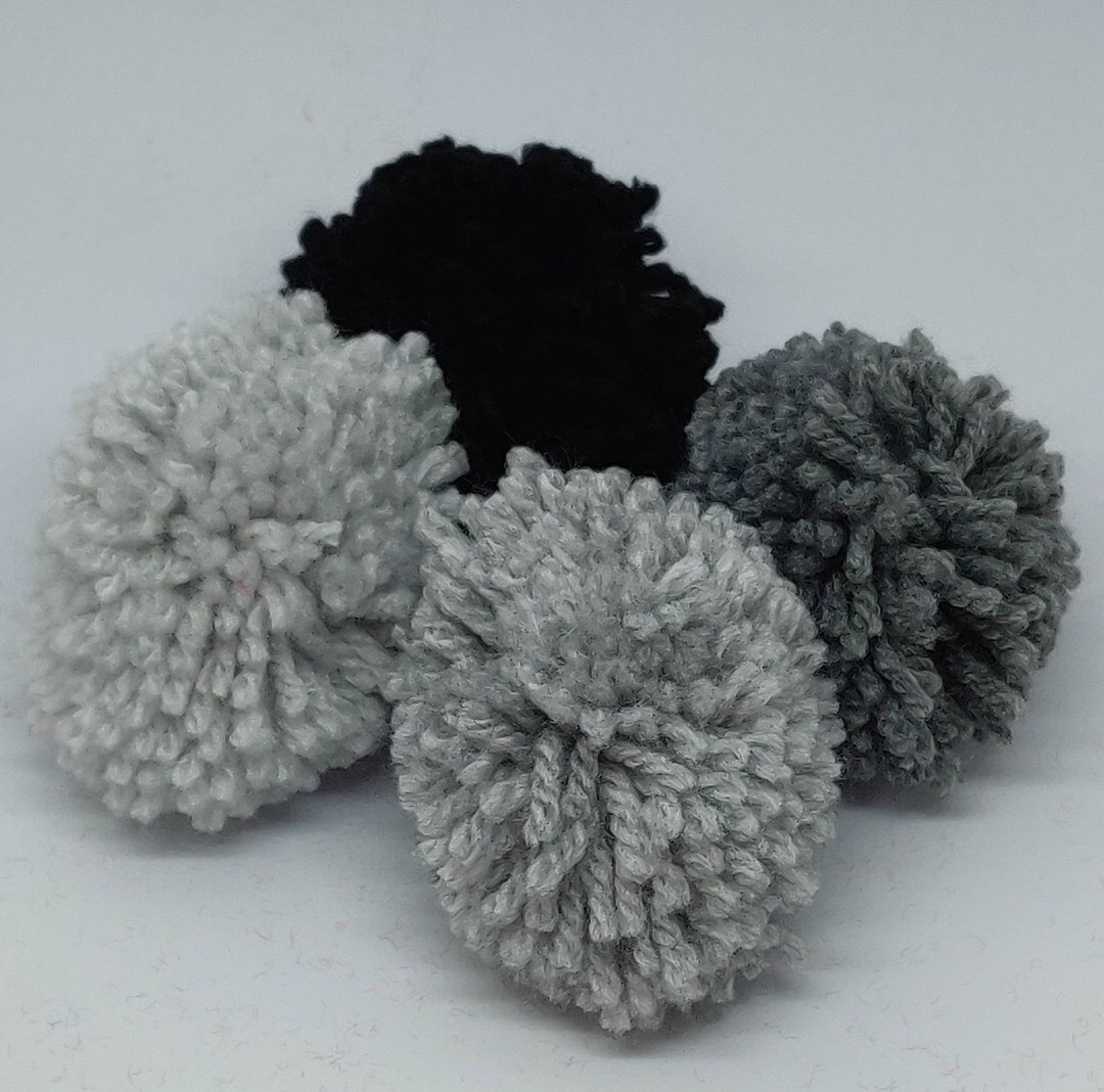 10 Pack of Pom Poms Grey/black - Etsy