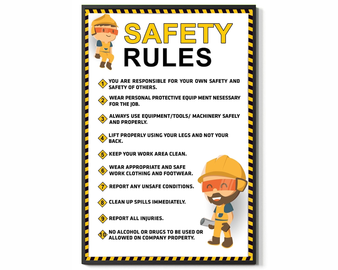 Workplace Safety Rules for Employee Safety Awareness Poster - Etsy