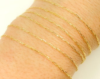 14k Solid Yellow Gold Flat Paperclip Chain by Foot Paperclip - Etsy