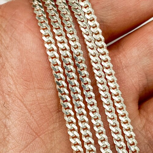 Sterling Silver Round Curb Chain Bulk Curb Chain Unfinished - Etsy