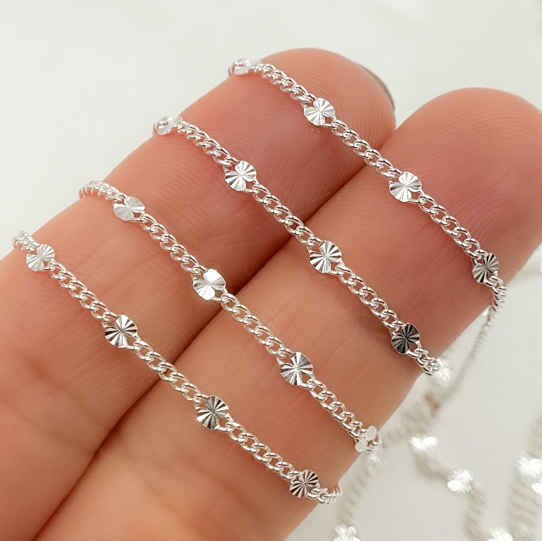 1FT 4x2mm-1mm 925 Sterling Silver Chain by Foot, Curb & Diamond Cut ...