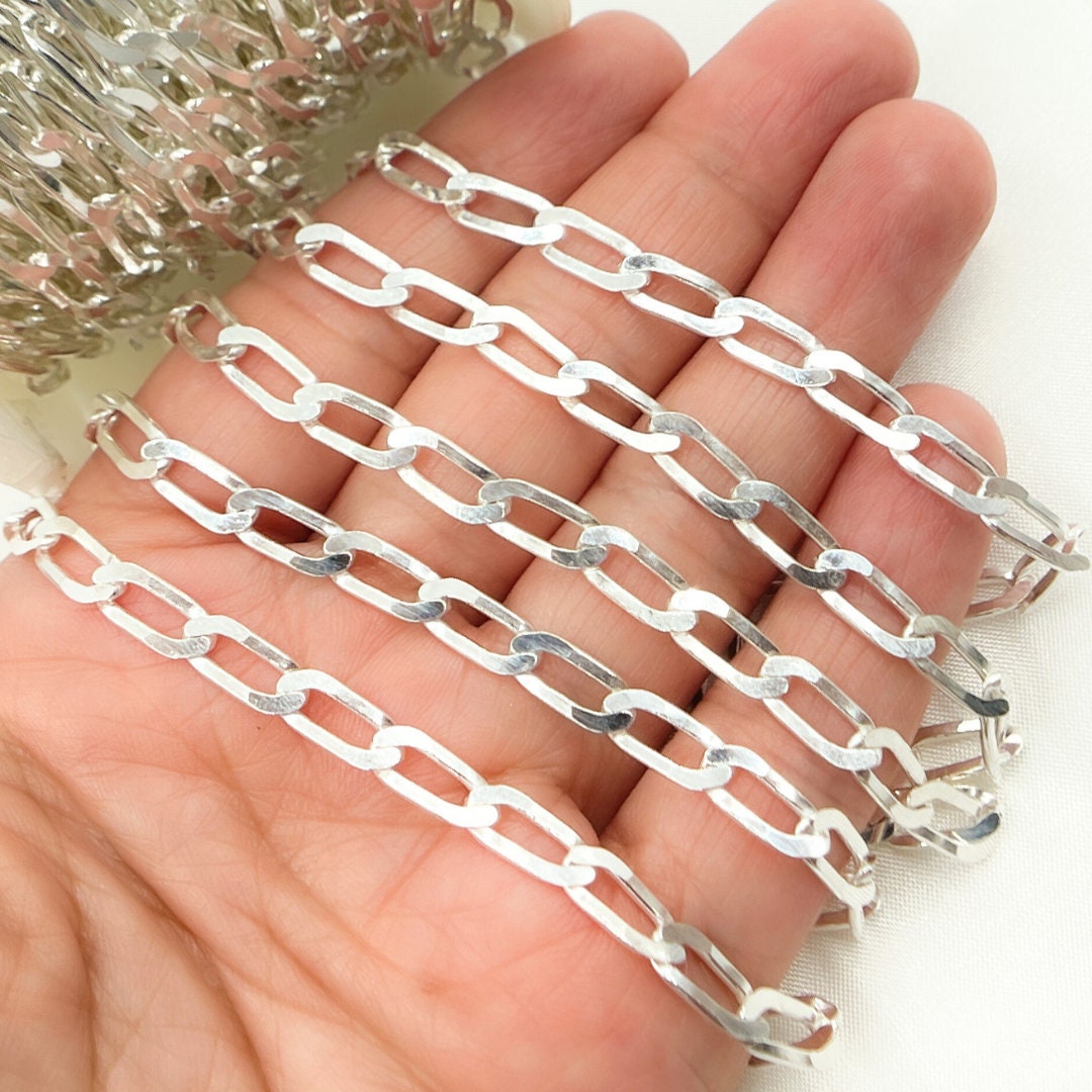 1FT 11x5mm 925 Sterling Silver Flat Curb Link Chain, Permanent Jewelry ...