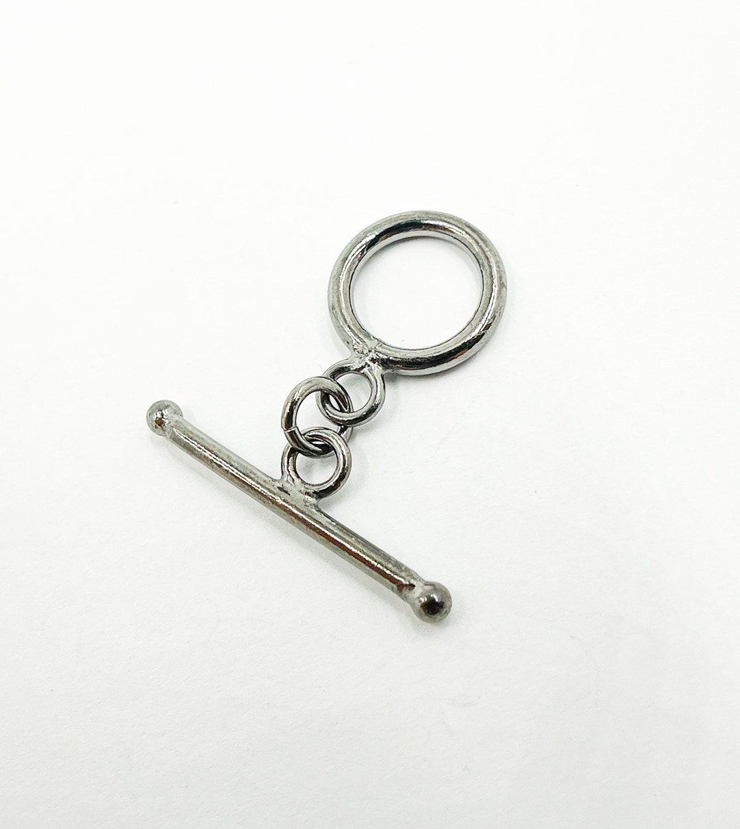 1 Set 12mm 925 Silver Toggle Locket, Gunmetal Textured Round Toggle ...