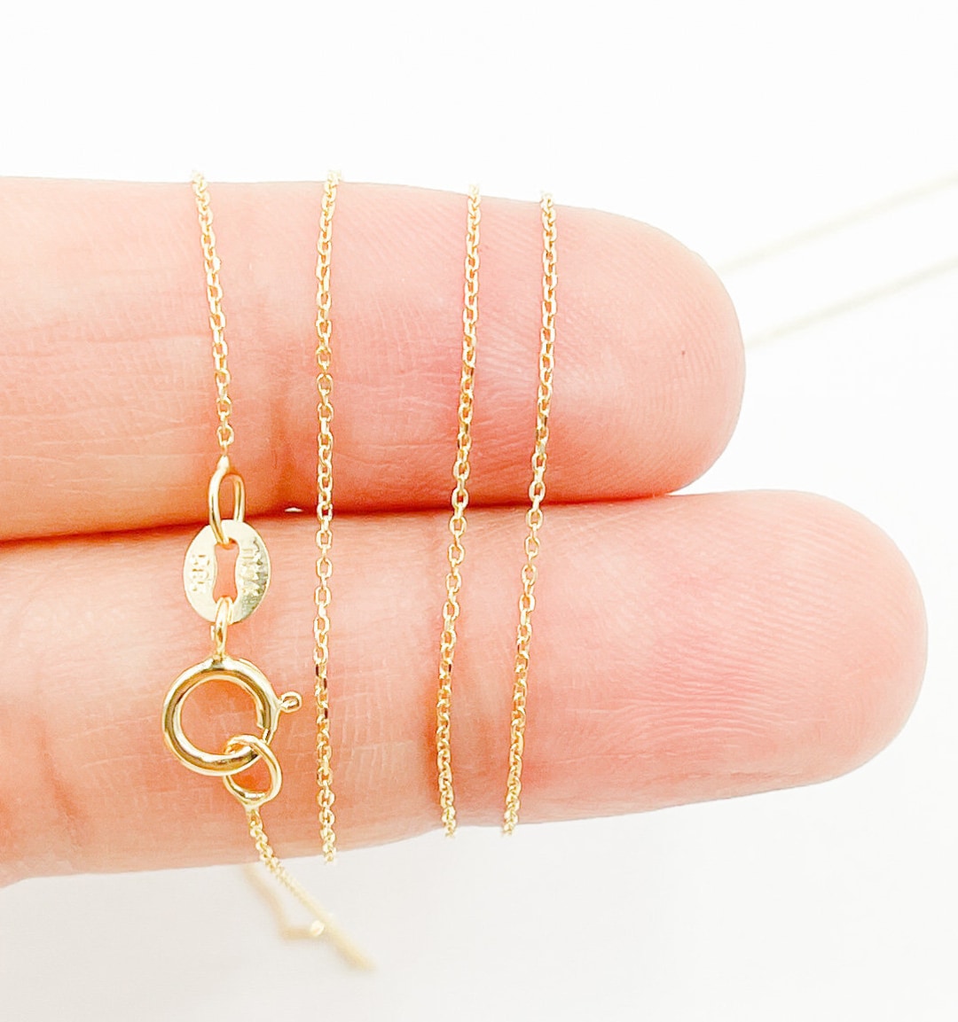 Real 14k Gold Cable Chain, Dainty Cable Chain Necklace Bulk, 14k Gold ...