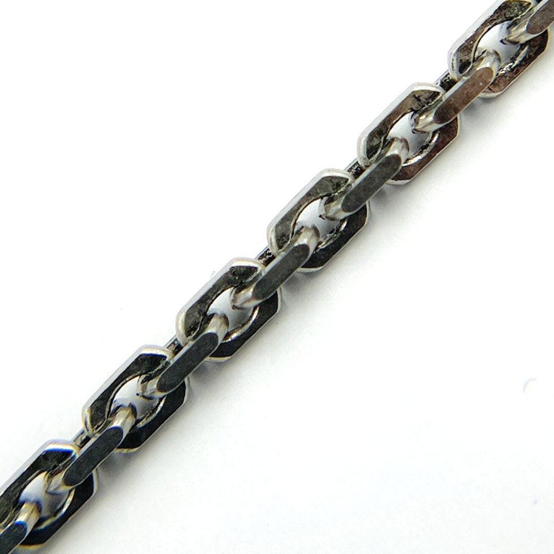 1 FT 4x2mm, Oxidized 925 Sterling Silver Thick Cable Chain, Oxidized ...