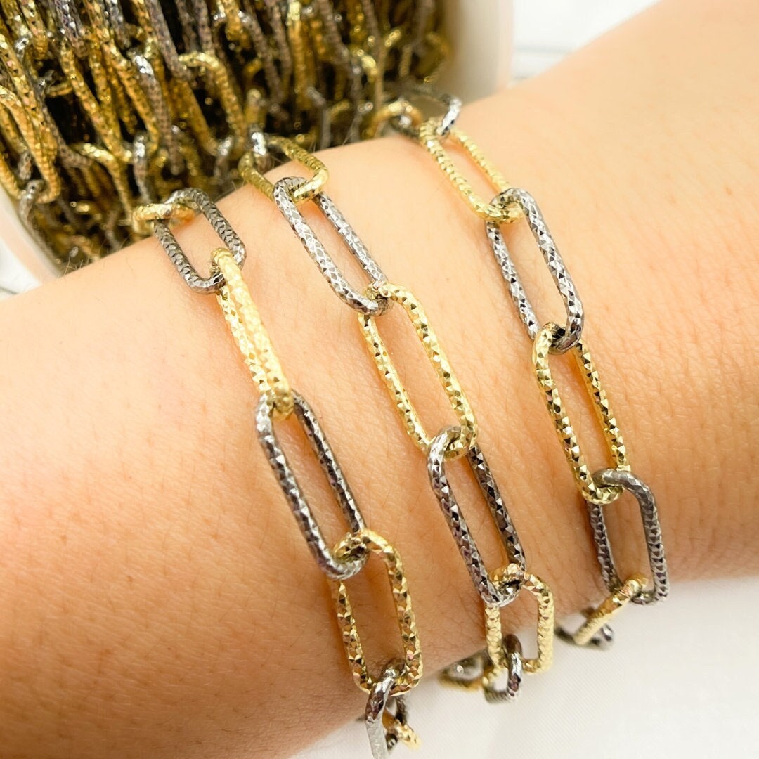 1FT 15x6mm Silver Chain by Foot, Diamond Cut Drawn Link Chain ...