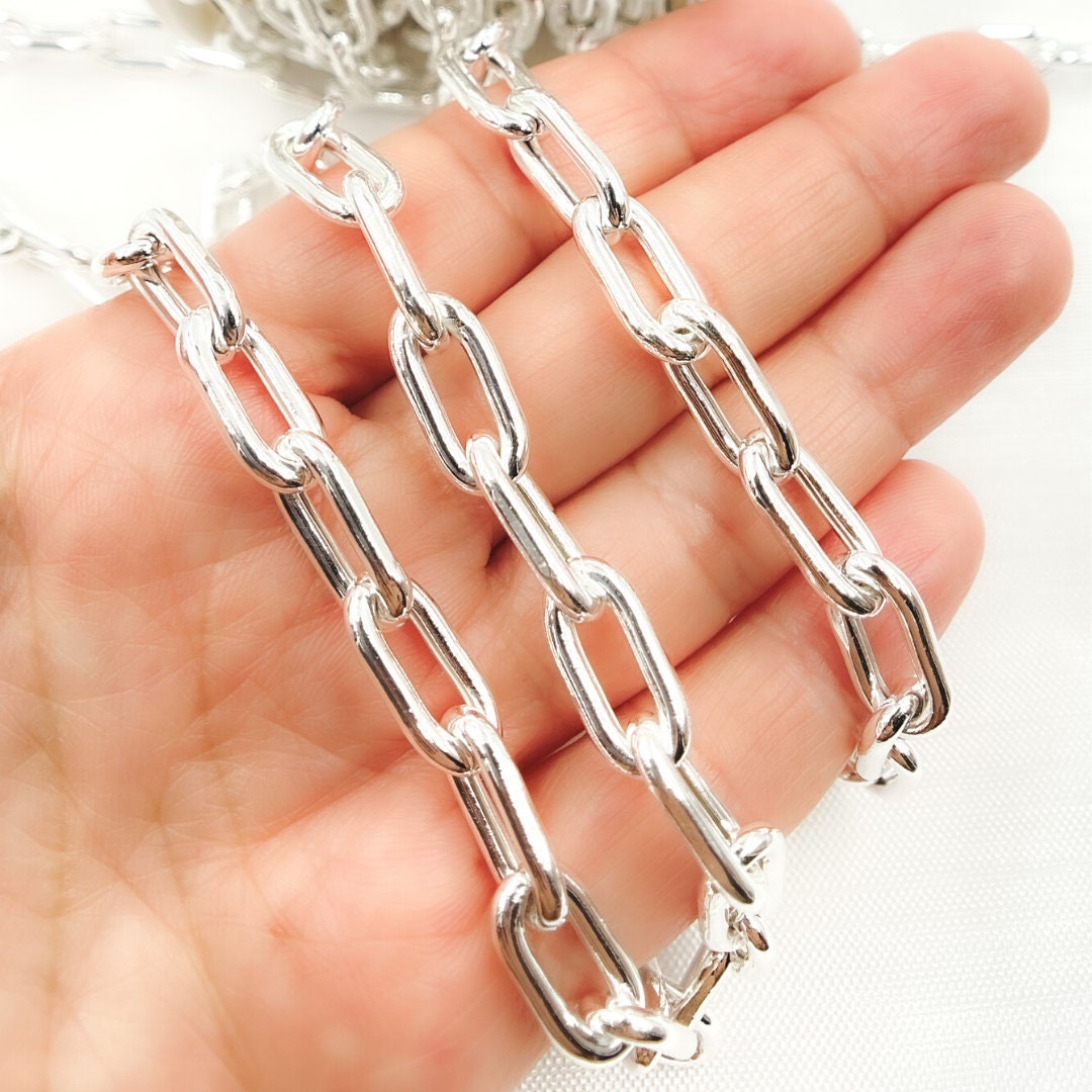 15x7mm Sterling Silver Chain by Foot, Unfinished Bulky Chain, Large ...