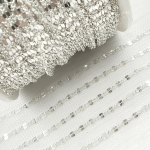 1FT 4x2mm 925 Silver Chain Foot, Unfinished Marina Flat Link Chain ...