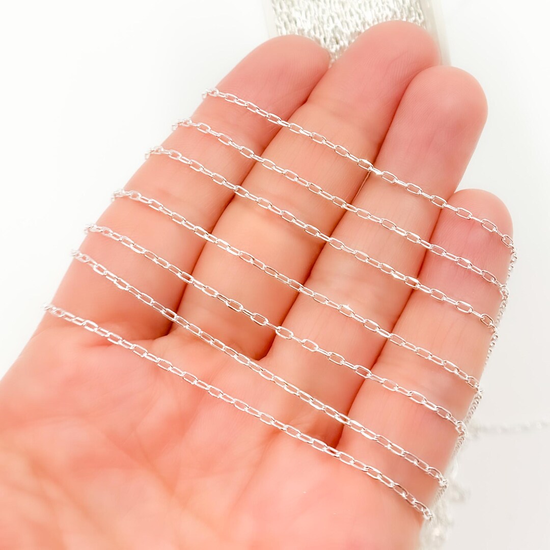 1FT 3x1mm 925 Sterling Silver Chain by Foot, Oval Link Chain ...