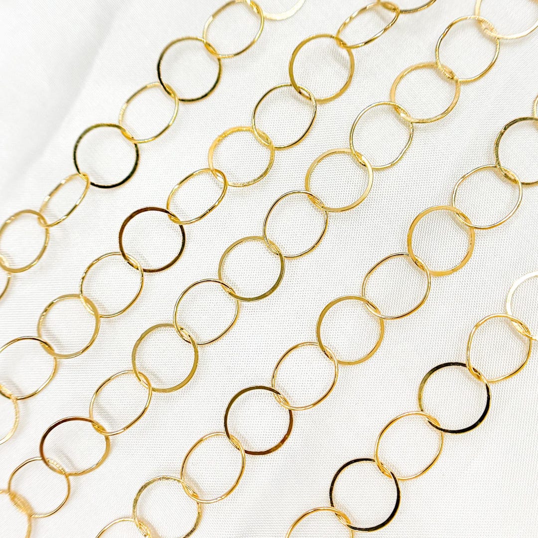 10mm 14k Gold Filled Chain by Foot, Unfinished Flat Big Circle Chain ...