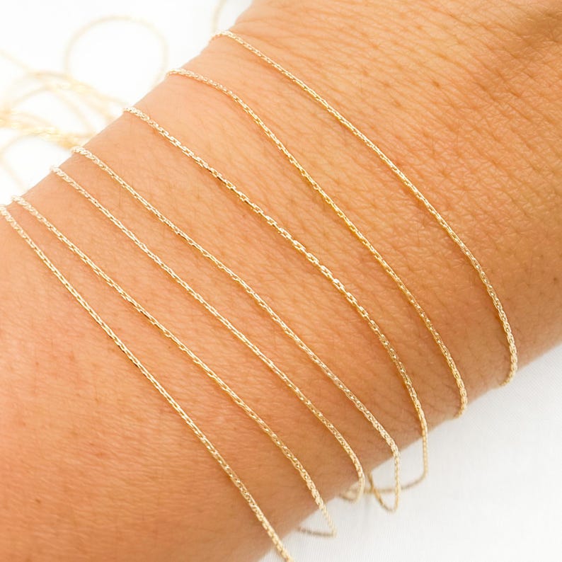 14K Gold Filled Beading Chain, 0.7mm Delicate Snake Chain, Thin Chain ...