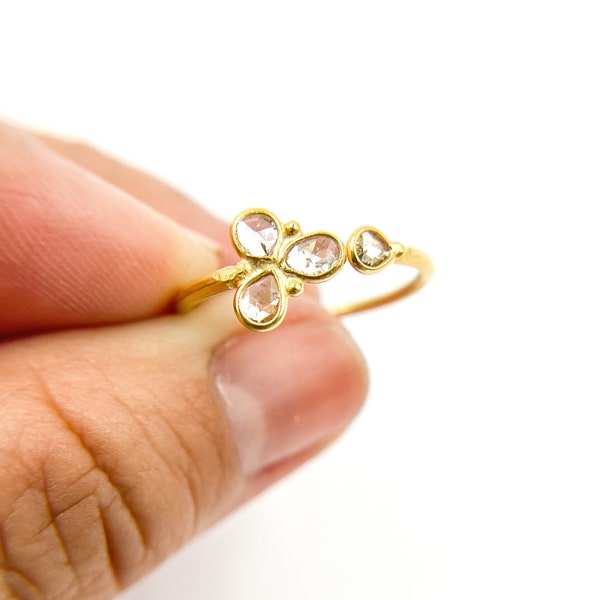Diamond Flower Ring - Etsy