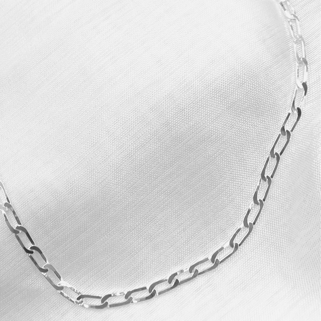 925 Sterling Silver Flat Paperclip Necklace. Rectangle Link 10x4mm ...