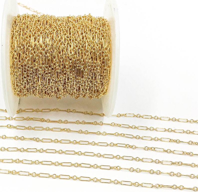 6x2mm 14k Gold Filled Rectangle & Round Link Chain by Foot, Unfinished ...
