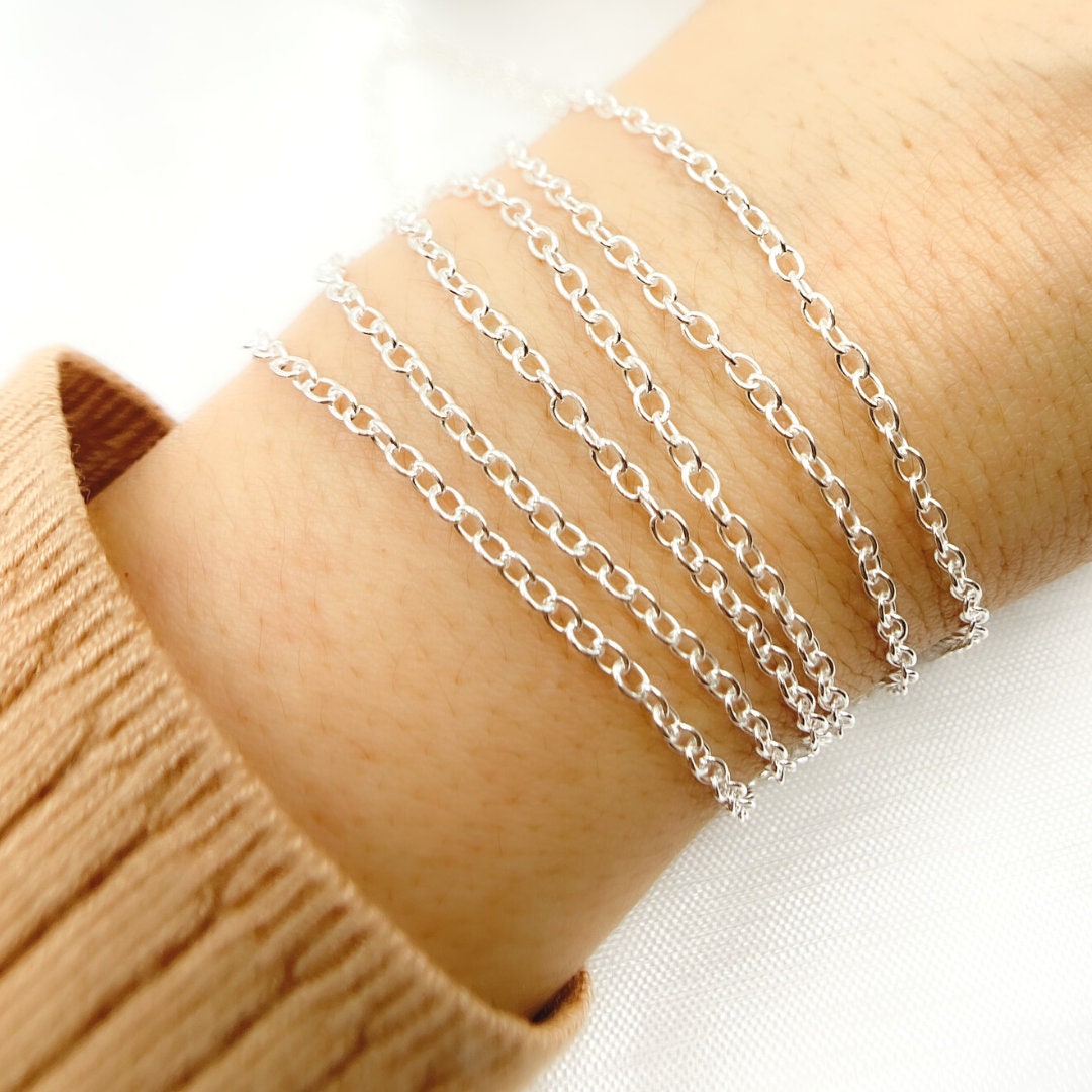 1FT 2x3mm 925 Silver Oval Chain by Foot, Unfinished Soldered Smooth ...