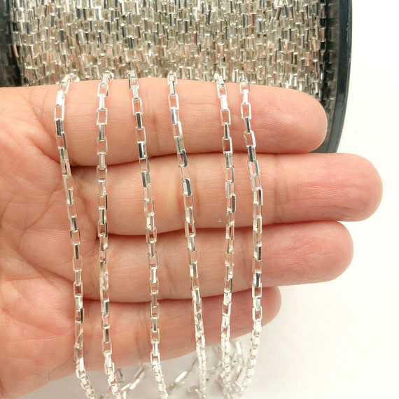 1FT 4x2mm 925 Sterling Silver Box Chain by Foot Small | Etsy