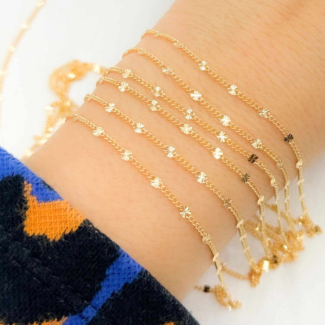 1FT 4x2mm-1mm 14k Gold Filled Chain by Foot, Curb & Diamond Cut Marina ...