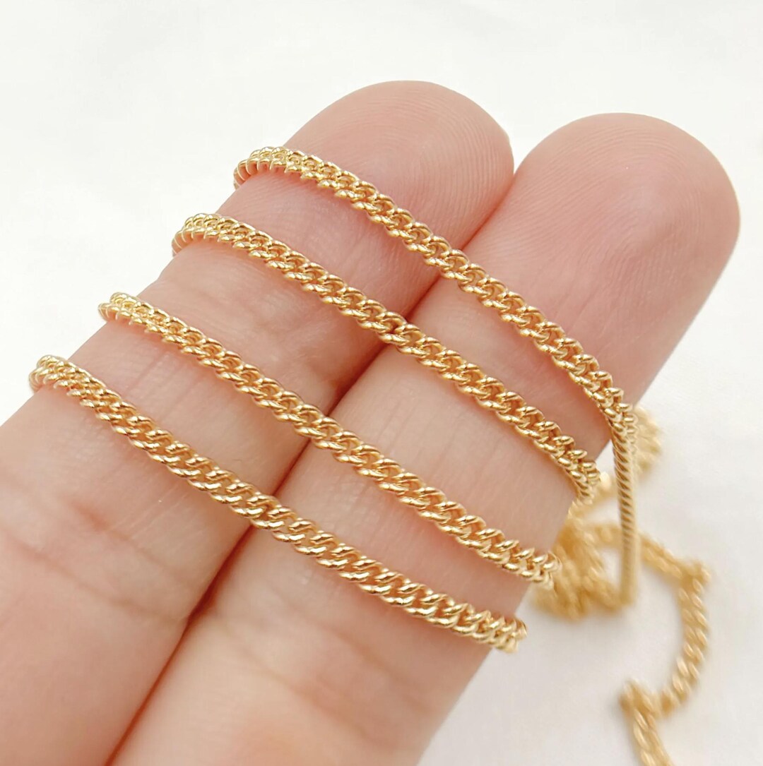2mm 14k Gold Filled Tiny Curb Chain Bulk, 14k Gold Filled Cuban Curb ...