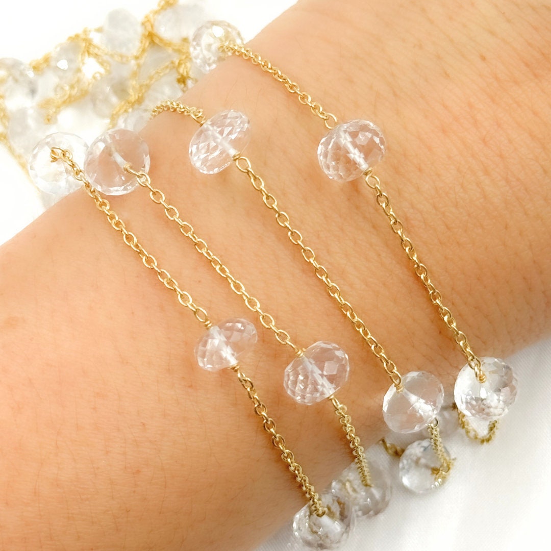 Crystal Gold Plated Silver Wire Chain, Permanent Jewelry, Jewels and ...