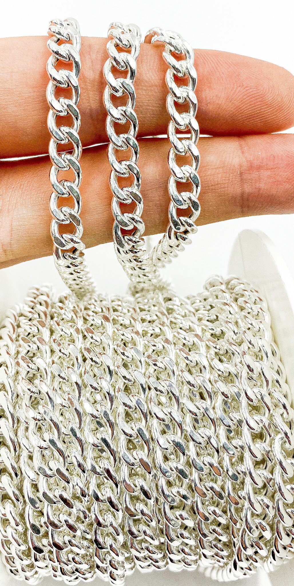 1FT 5x7mm 925 Sterling Silver Curb Chain Silver Curb Link | Etsy