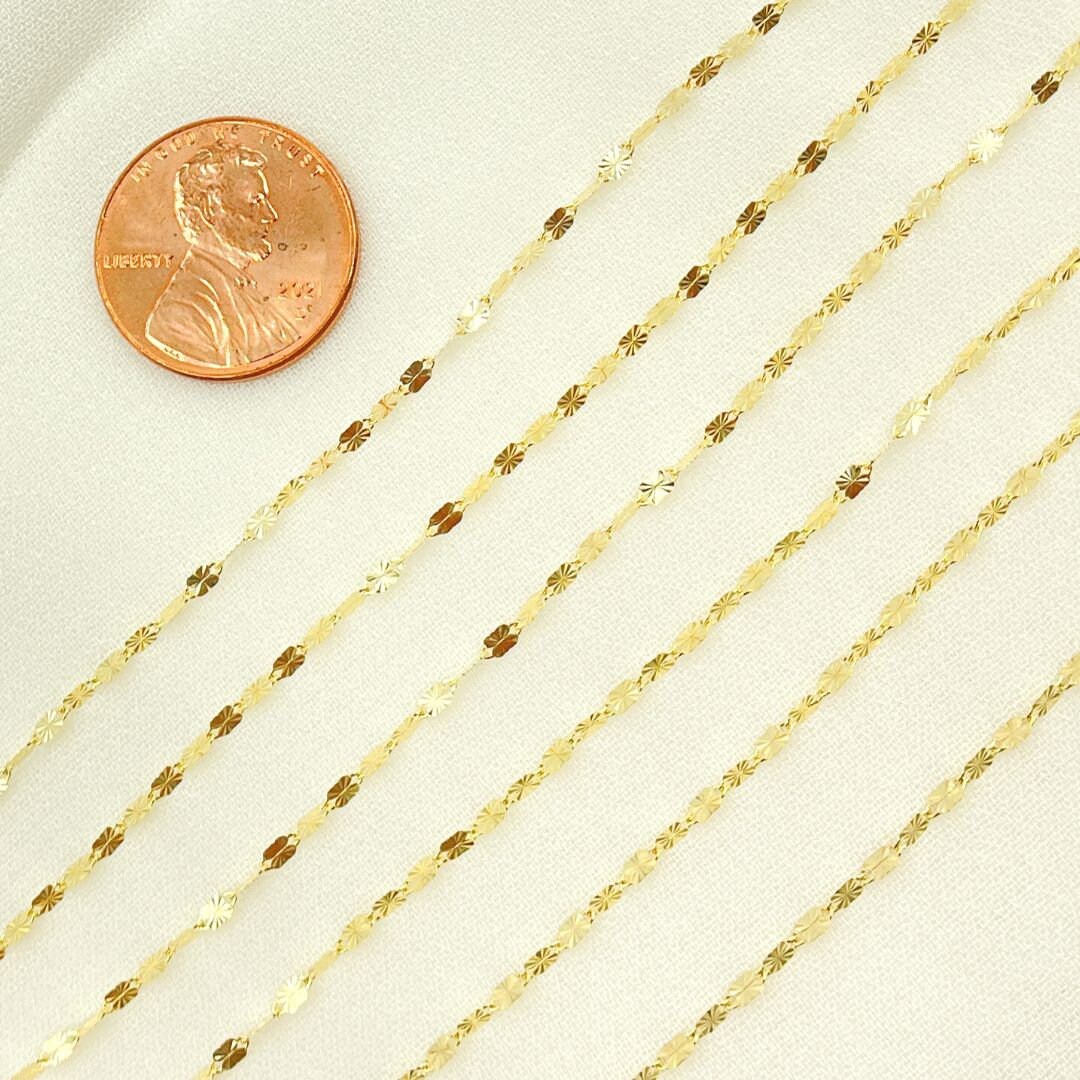 14k Solid Gold Diamond Cut Marina Chain by Foot. Unfinished - Etsy