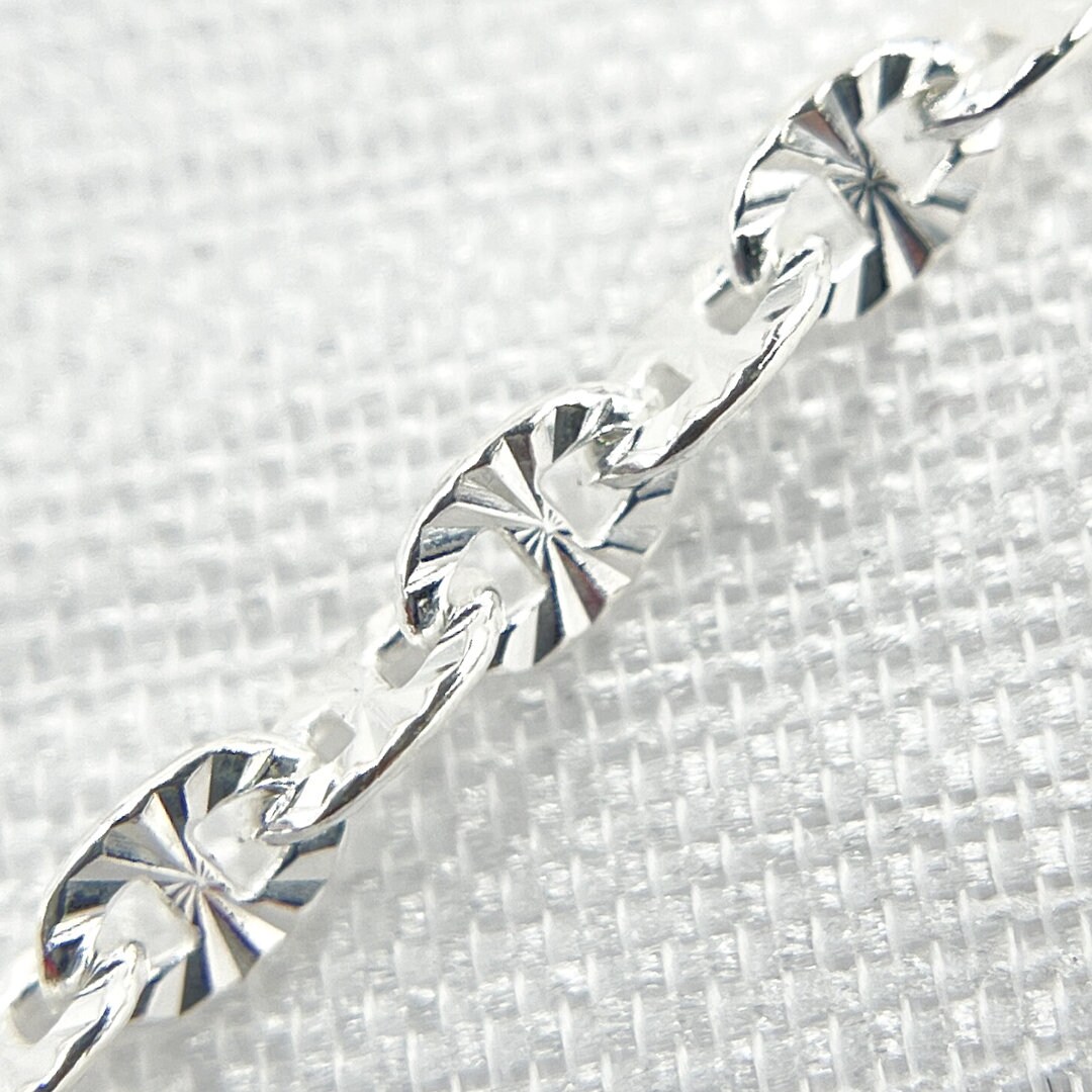 1FT 4x3mm 925 Silver Chain Foot, Unfinished Diamond Cut Marina Link ...