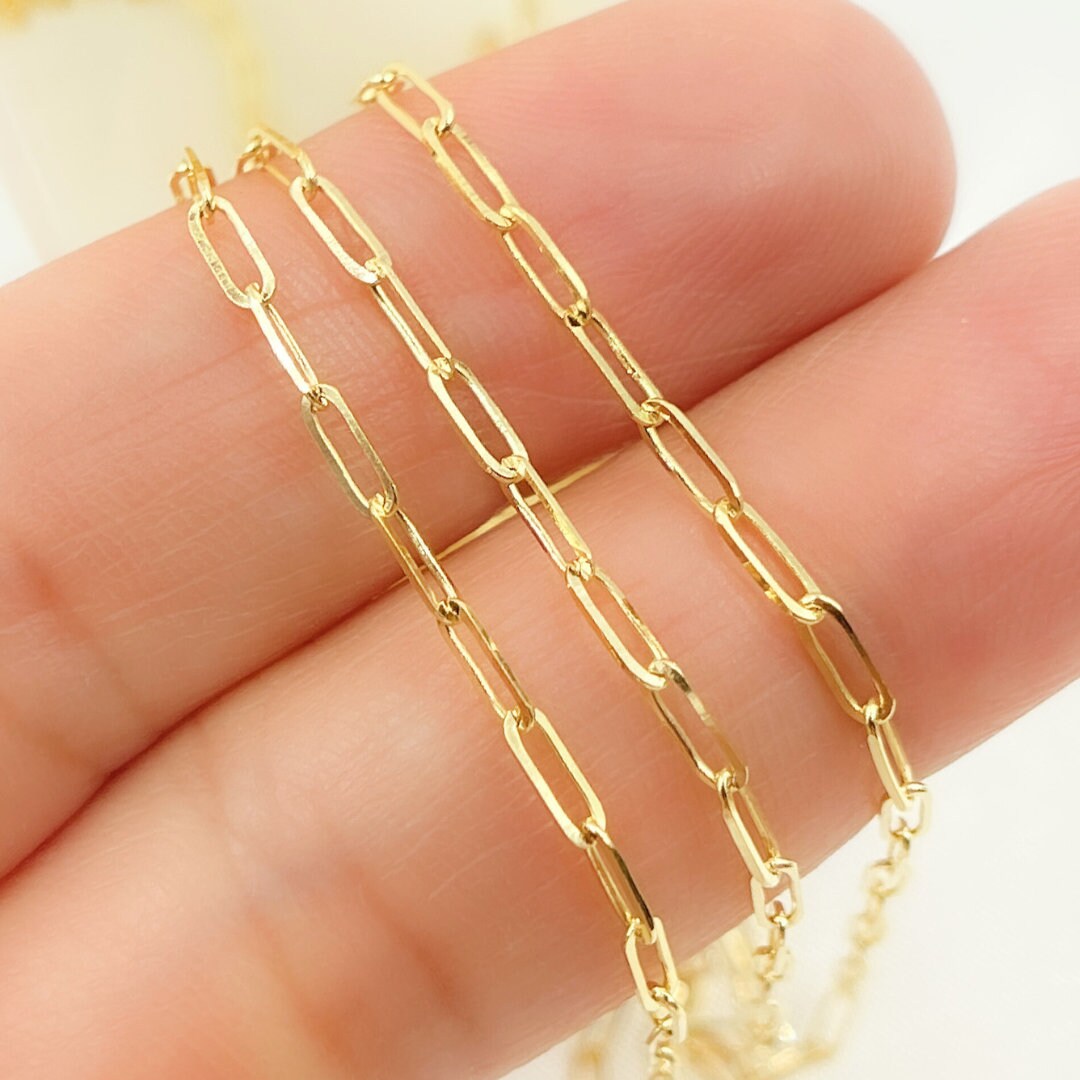 14k Solid Gold Diamond Cut Paperclip Link Chain. 050fvacll3byft - Etsy