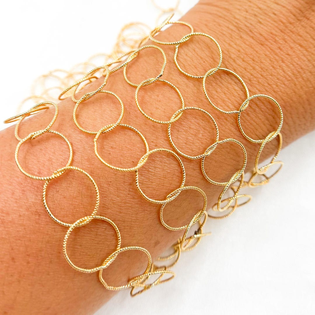 1FT 13mm 14k Gold Filled Chain by Foot, Unfinished Twisted Big Circle ...