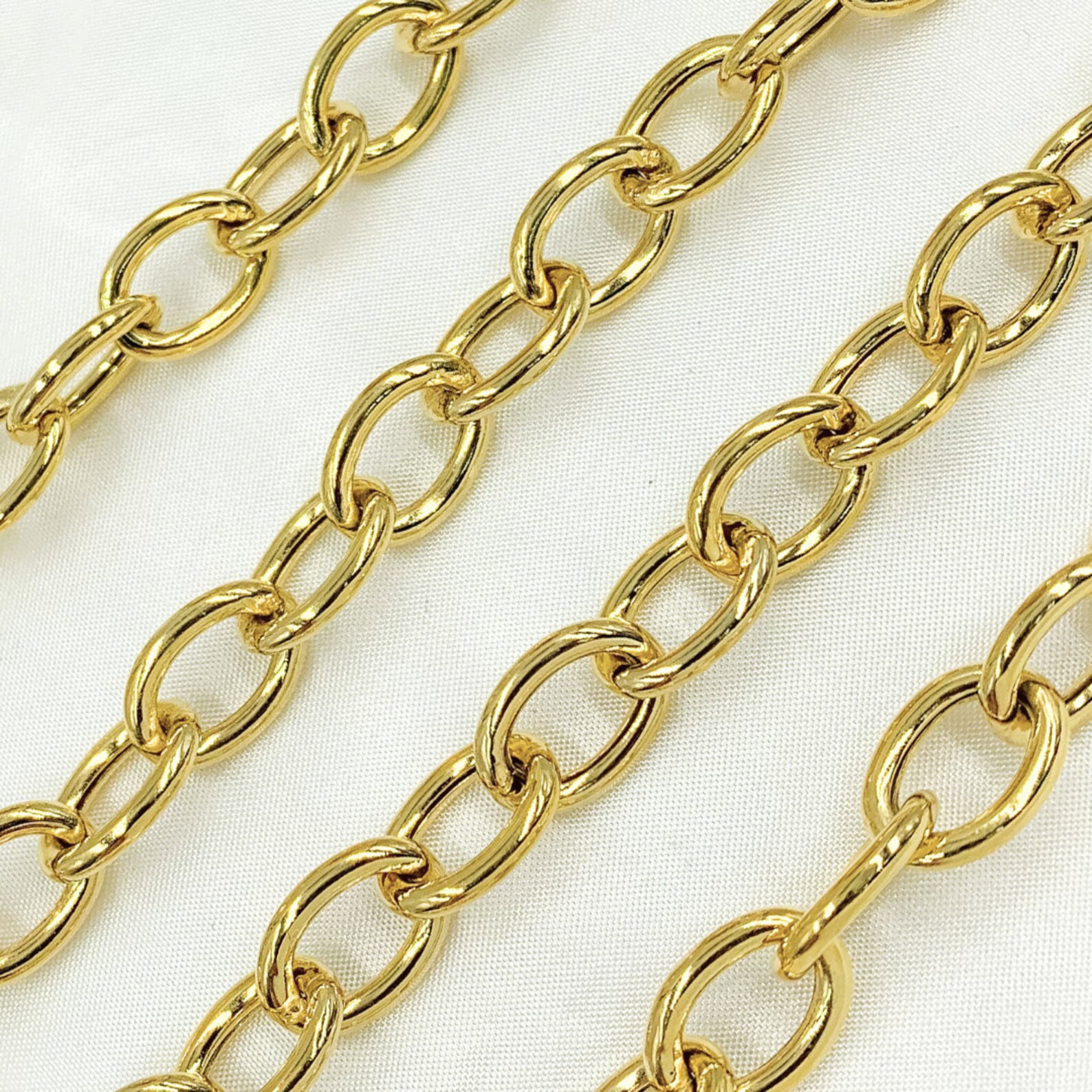 Gold Plated Silver Smooth Oval Link Chain, Permanent Jewelry, Jewels ...