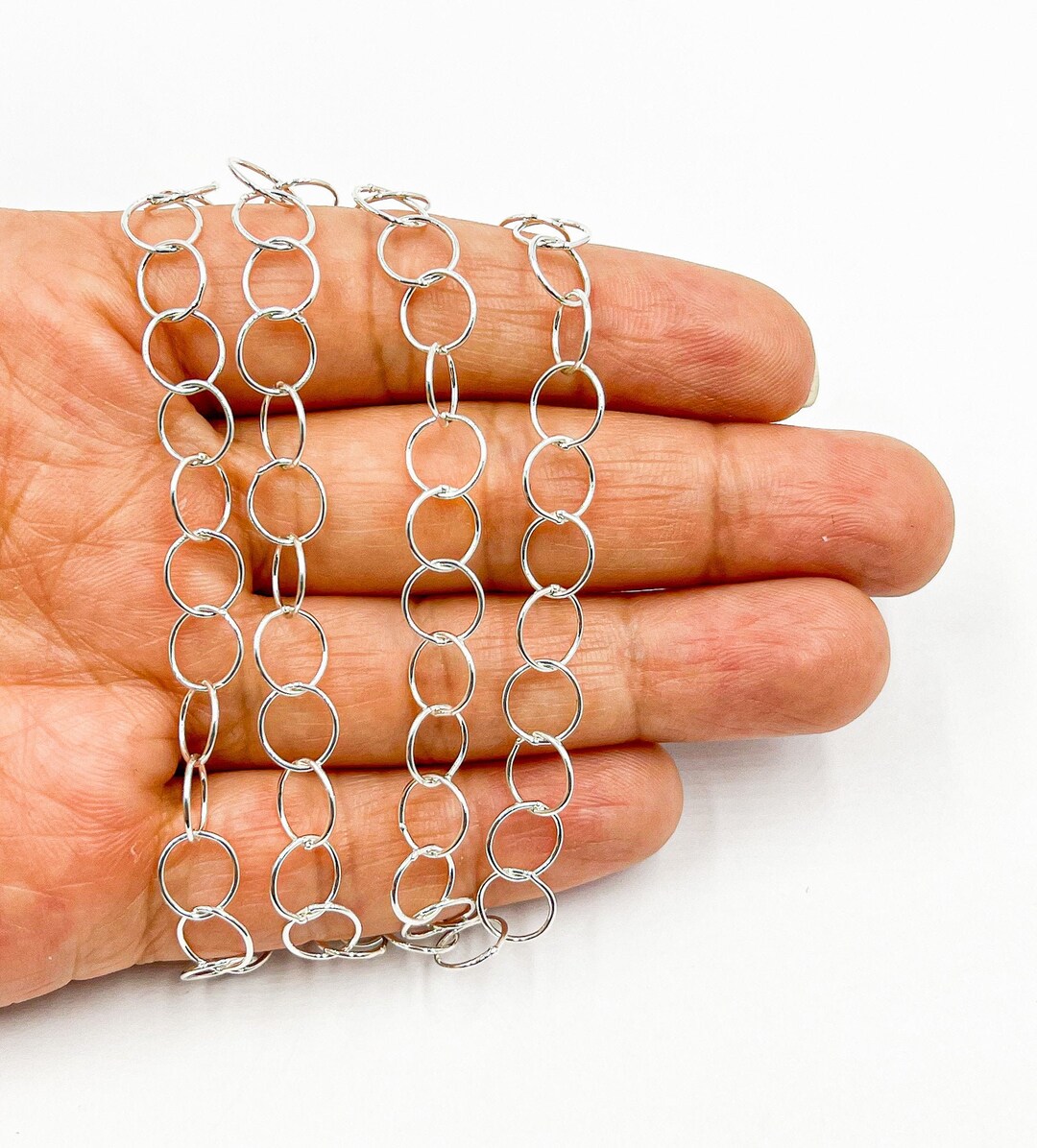 1FT 6m 925 Silver Chain by Foot, Unfinished Round Link Necklace Chain ...
