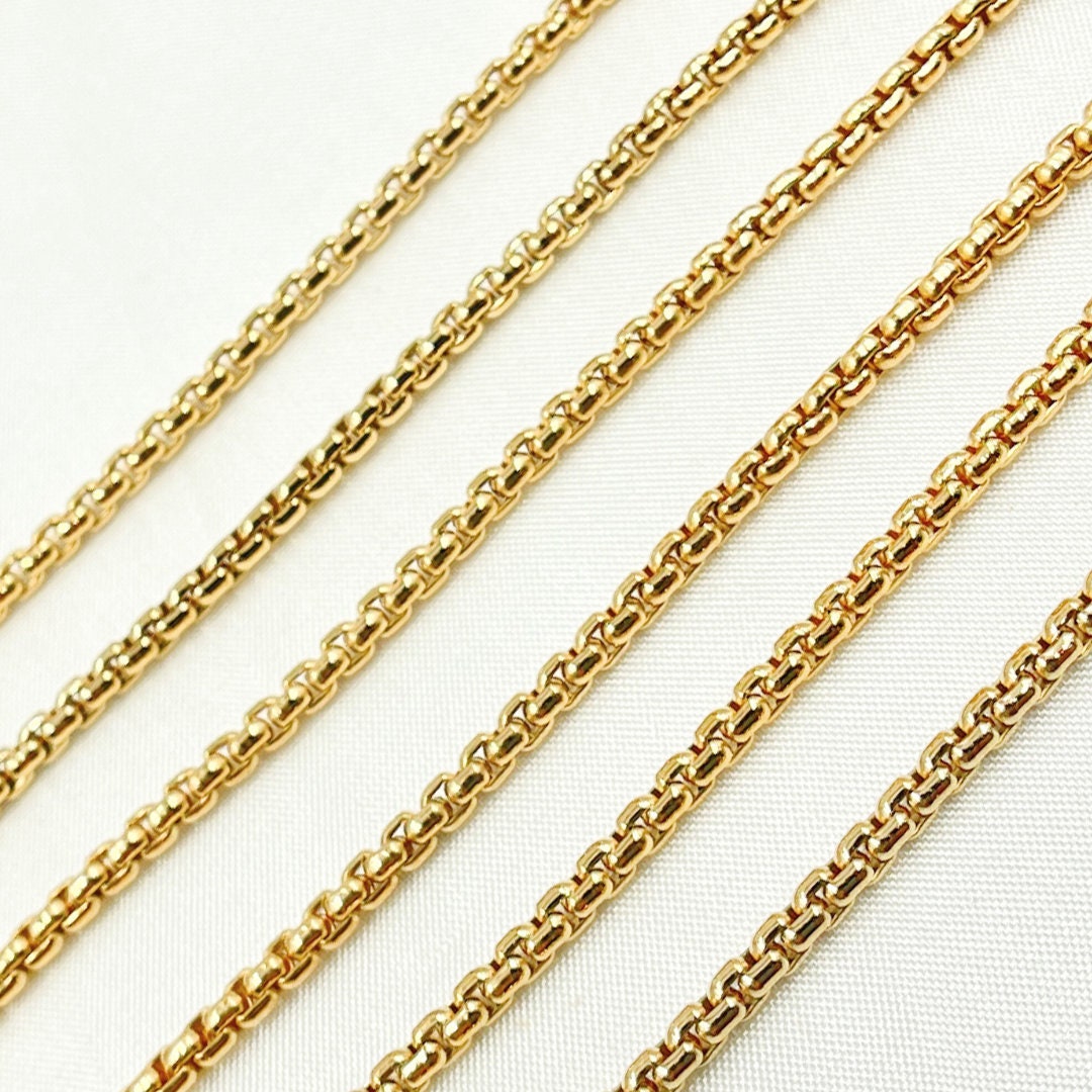 14k Gold Filled Smooth Box Link Chain by Foot, Bulk Unfinished Necklace ...