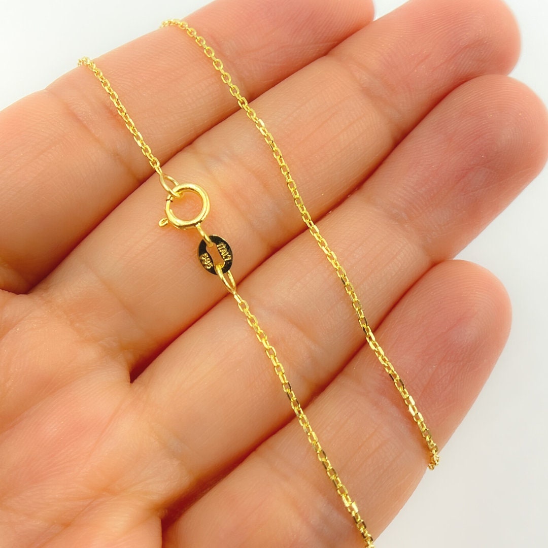 14K Solid Gold Cable Necklace Chain 16, 18 & 20 Inches. 14K Gold Dainty ...