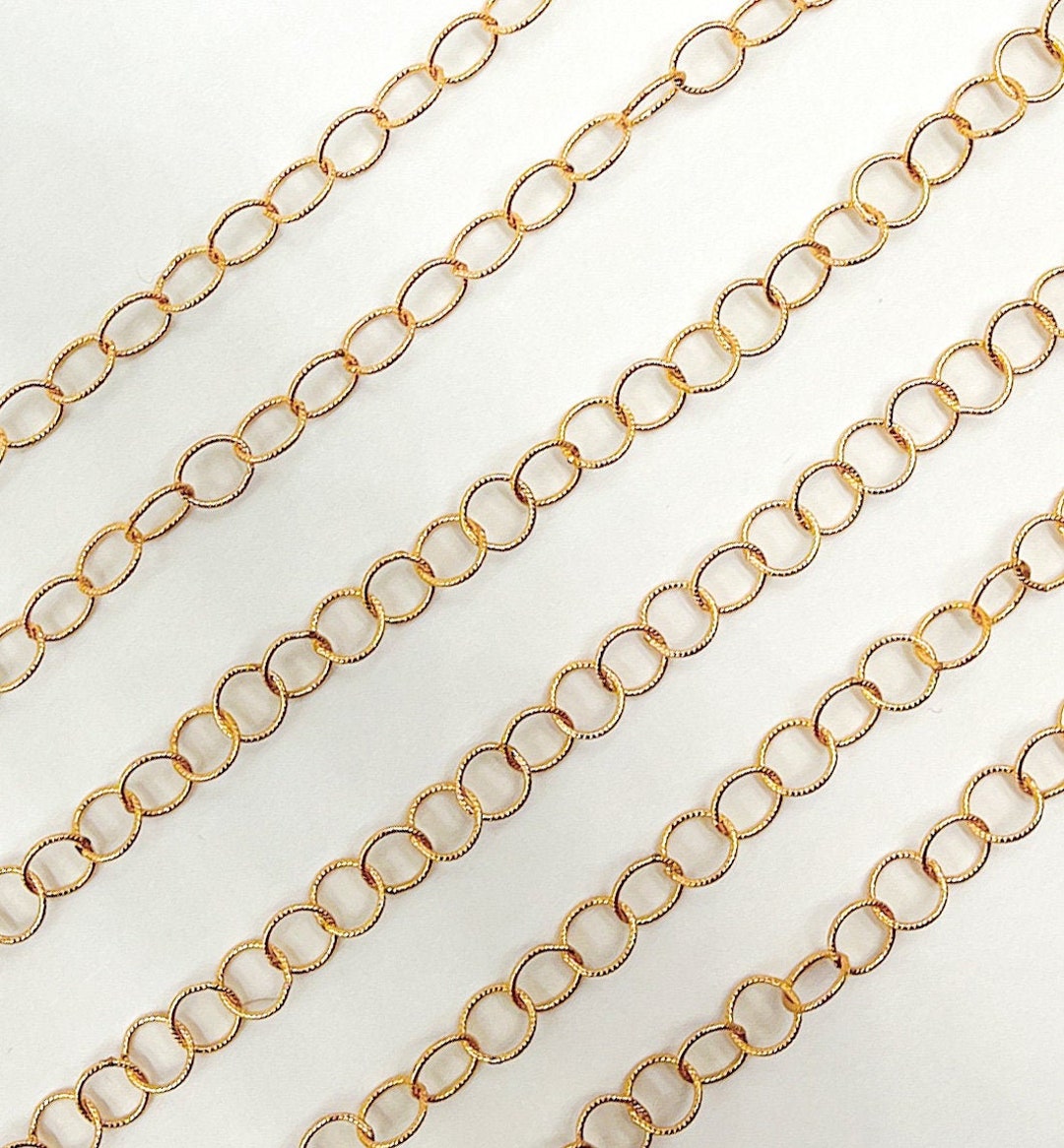 1FT 4mm 14k Gold Filled Chain by Foot, Unfinished Twisted Big Circle ...