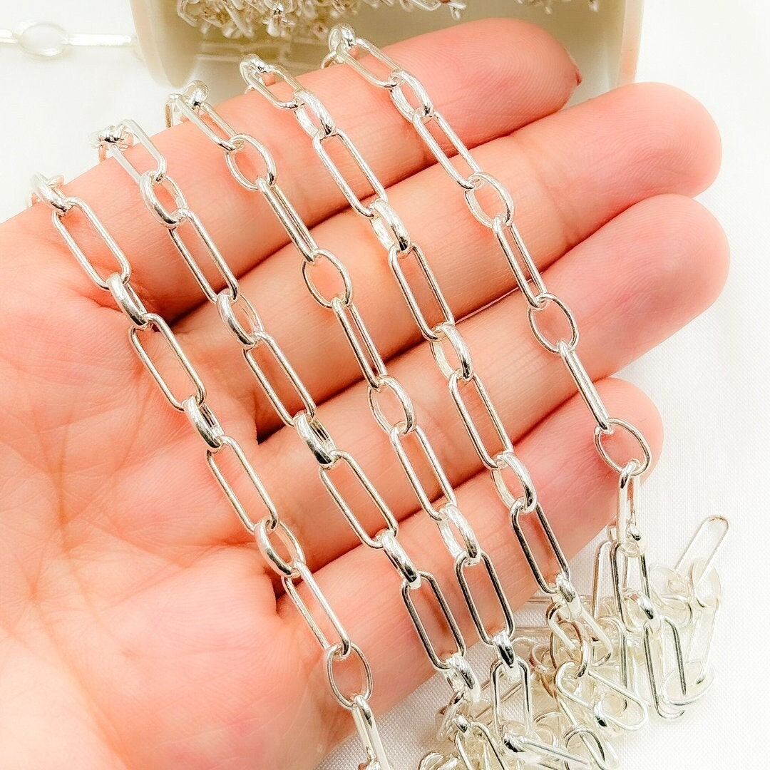 Sterling Silver Paperclip Chain, Long and Short Link. V216SS - Etsy