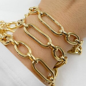 Gold-plated 925 Sterling Silver Smooth Long & Short Links Chain, Gold ...