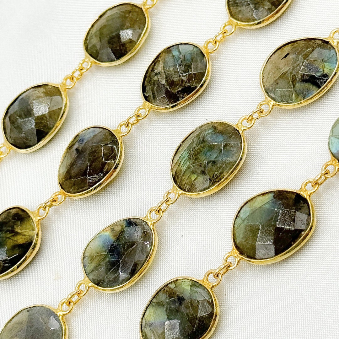 Labradorite Organic Shape Bezel Gold Plated, Gemstones Chain, Permanent ...