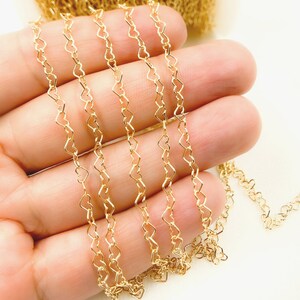 14K Gold Filled Heart Link Chain, 14k Gold Filled Chain by Foot, Heart ...