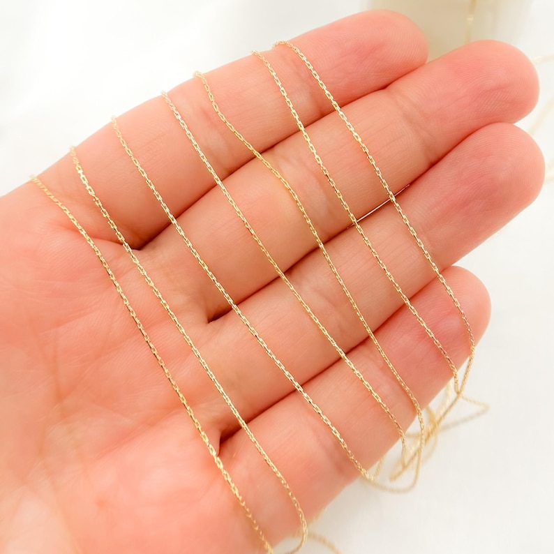 14K Gold Filled Beading Chain, 0.7mm Delicate Snake Chain, Thin Chain ...