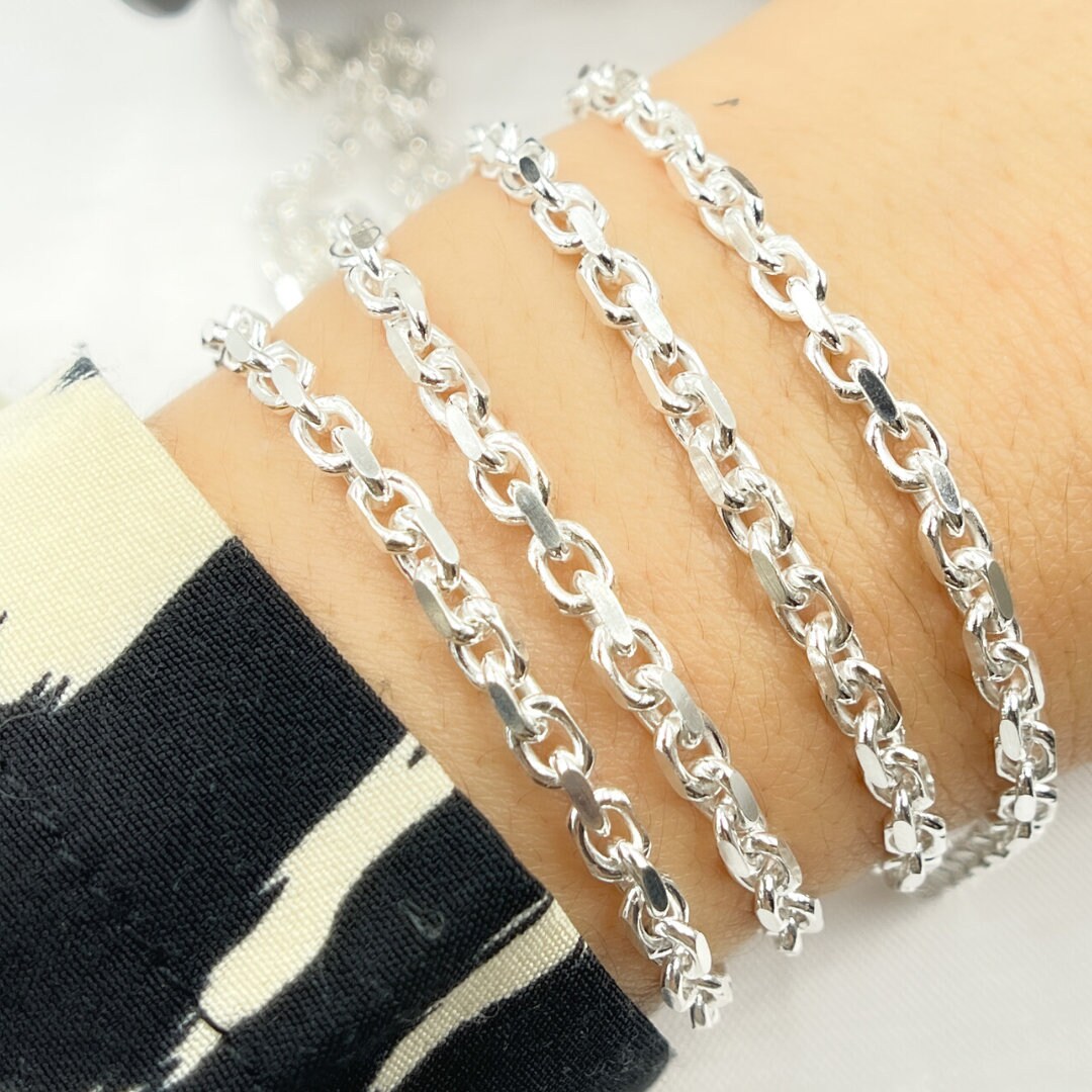 1FT 5x3mm 925 Sterling Silver Oval Chain by Foot, Thick Oval Link Chain ...