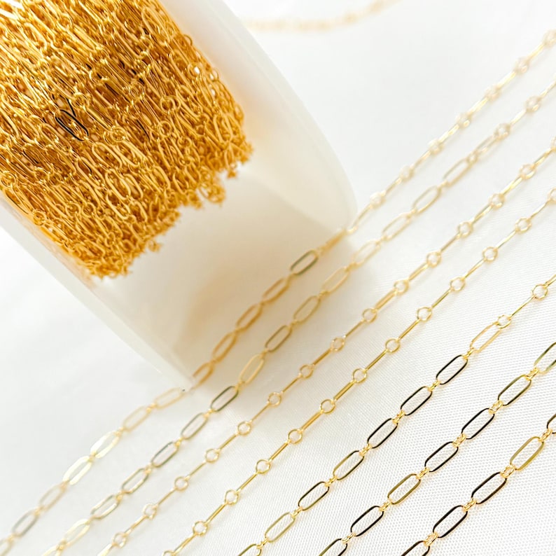 14k Gold Filled Paper Clip Chain, Flat Cable Link by Foot. 141FGF - Etsy