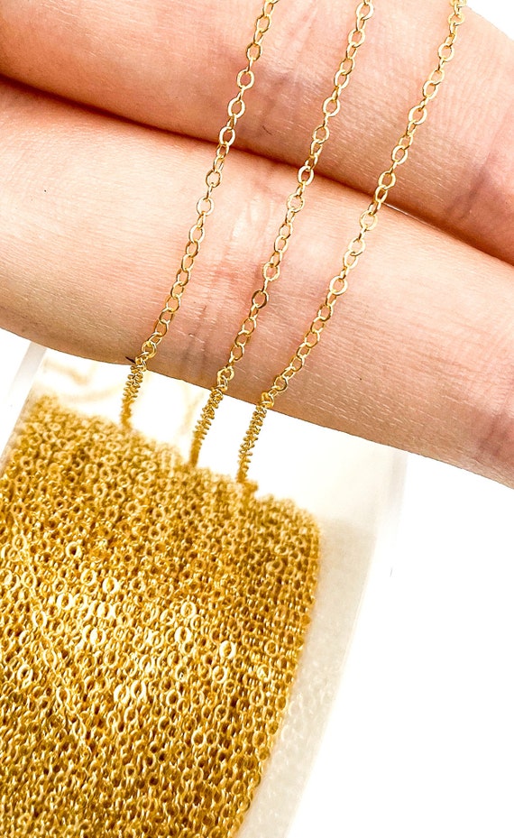 Chains 1FT 1.5mm 14k Gold Filled Cable Chain Delicate Gold Chain Bulk ...