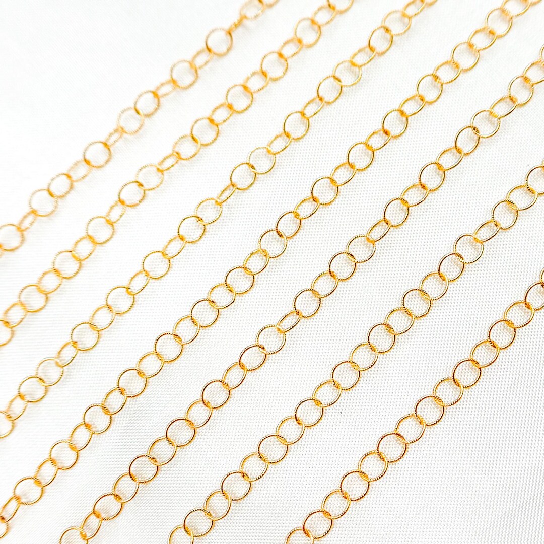 1FT 4mm 14k Gold Filled Chain by Foot, Unfinished Twisted Big Circle ...