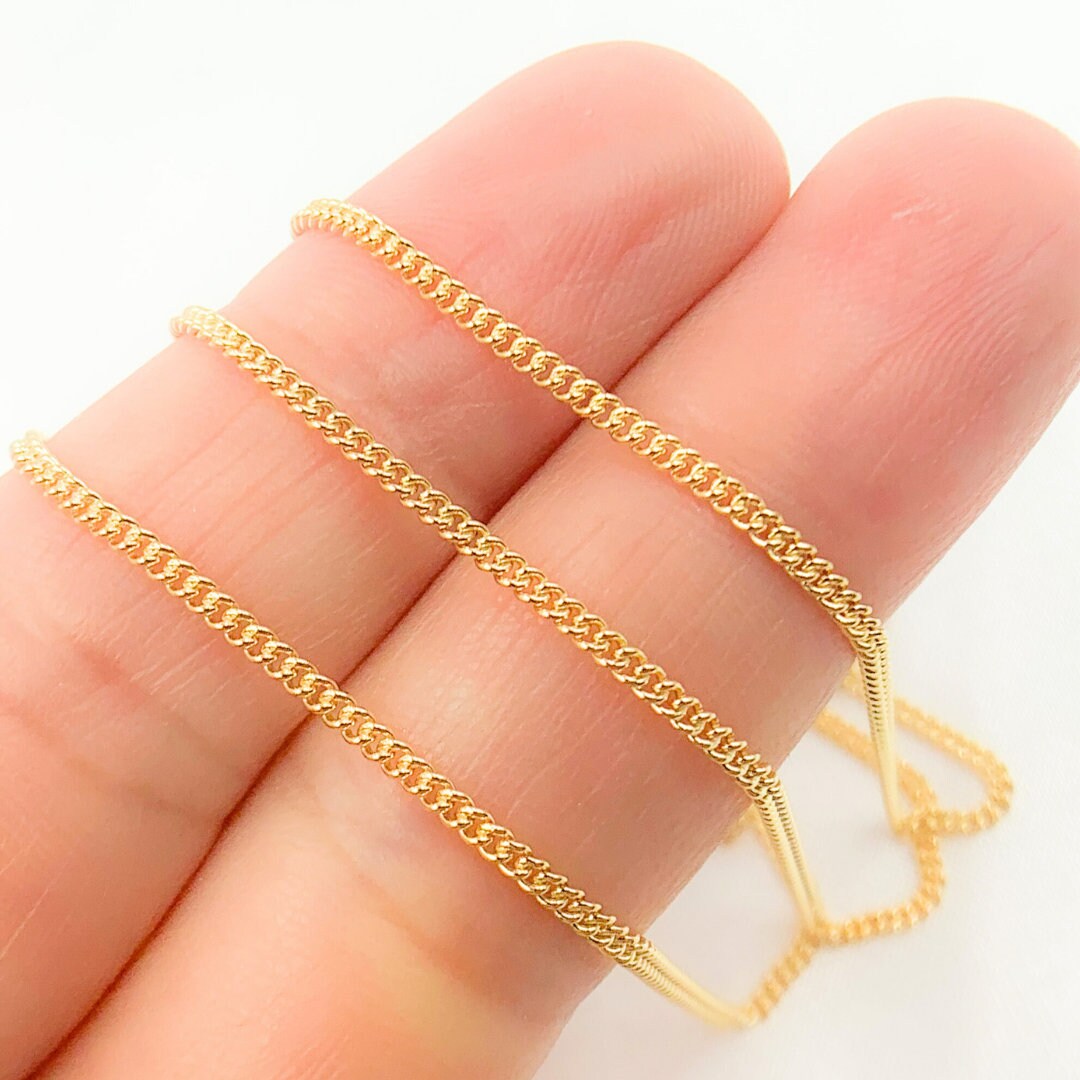 1FT 1.5mm 14k Gold Filled Flat Curb Chain Tight Tiny Cuban - Etsy
